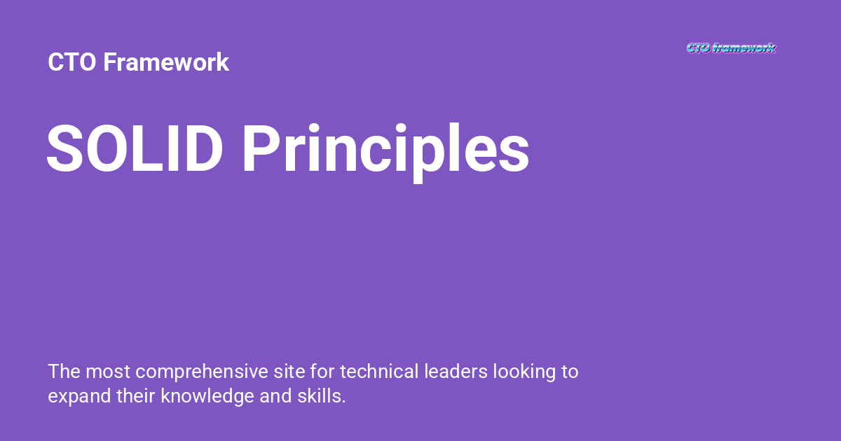 SOLID Principles - CTO Framework